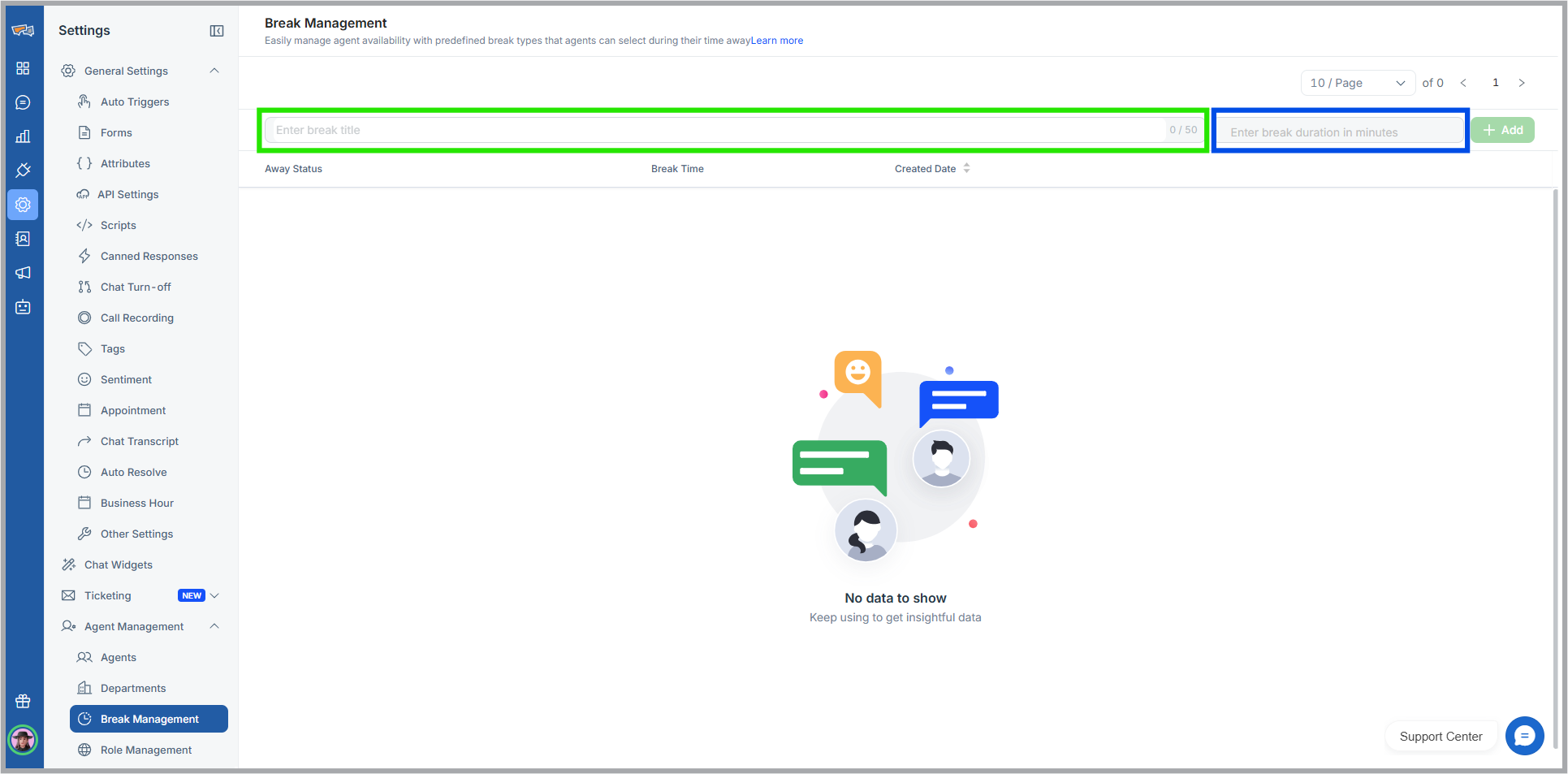 Break Management | REVE Chat