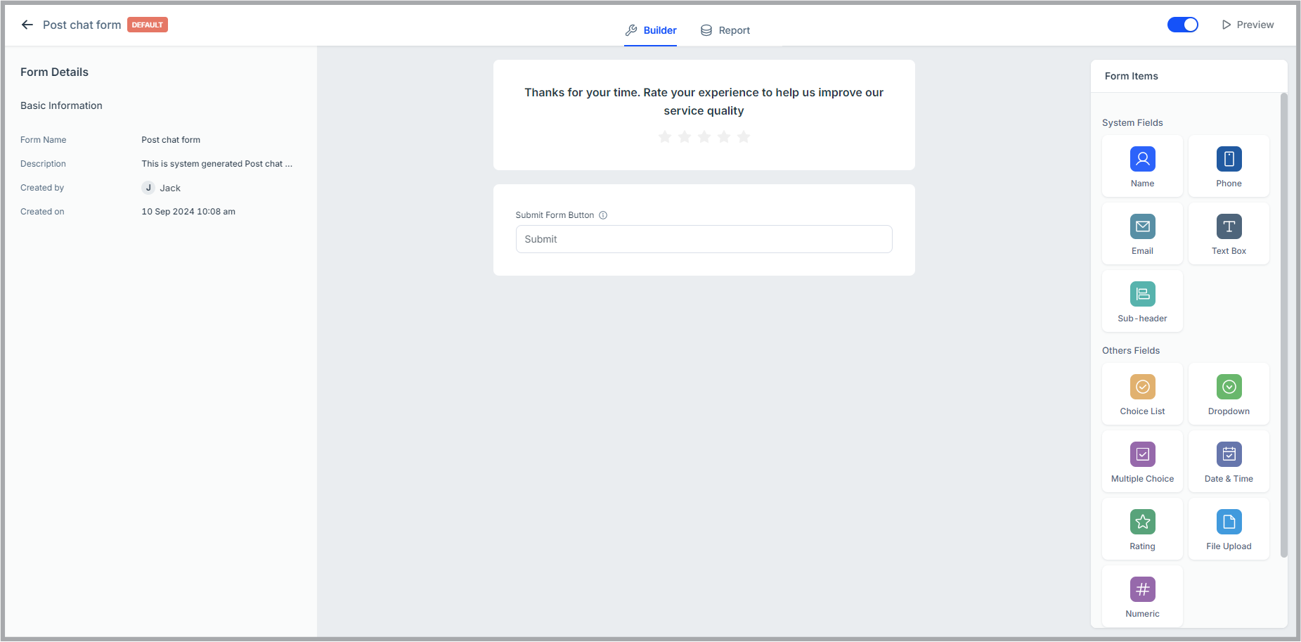 Post Chat Form | REVE Chat