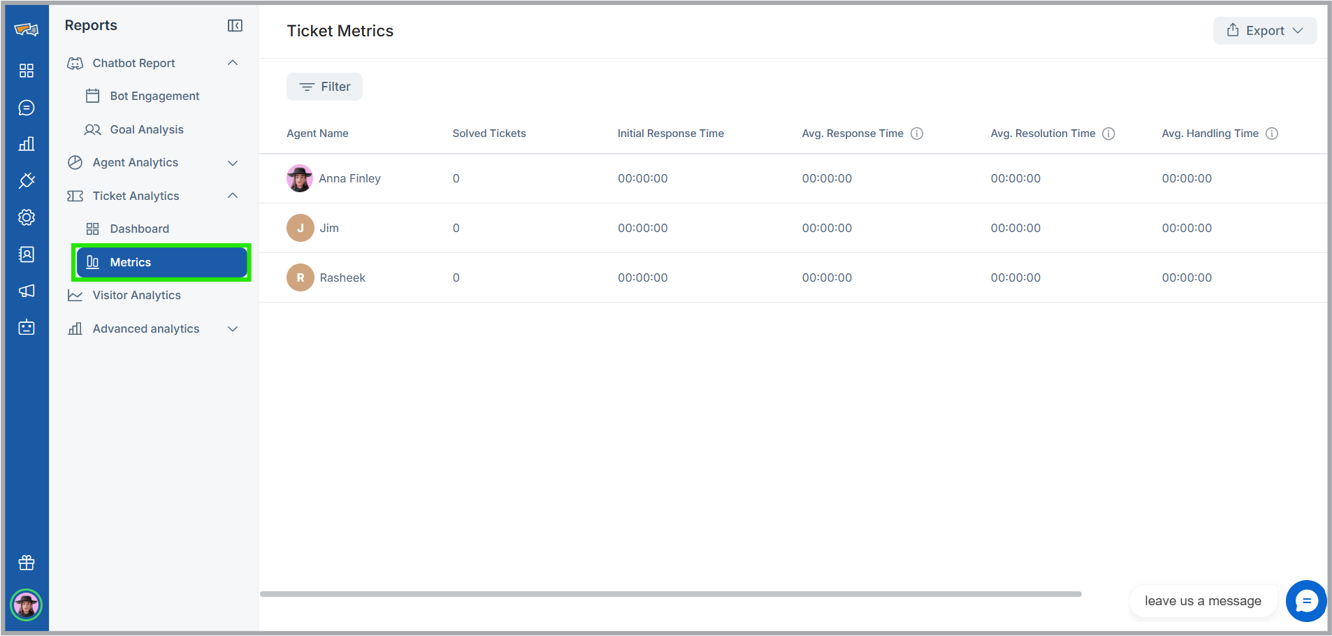 Ticket Metrics | REVE Chat
