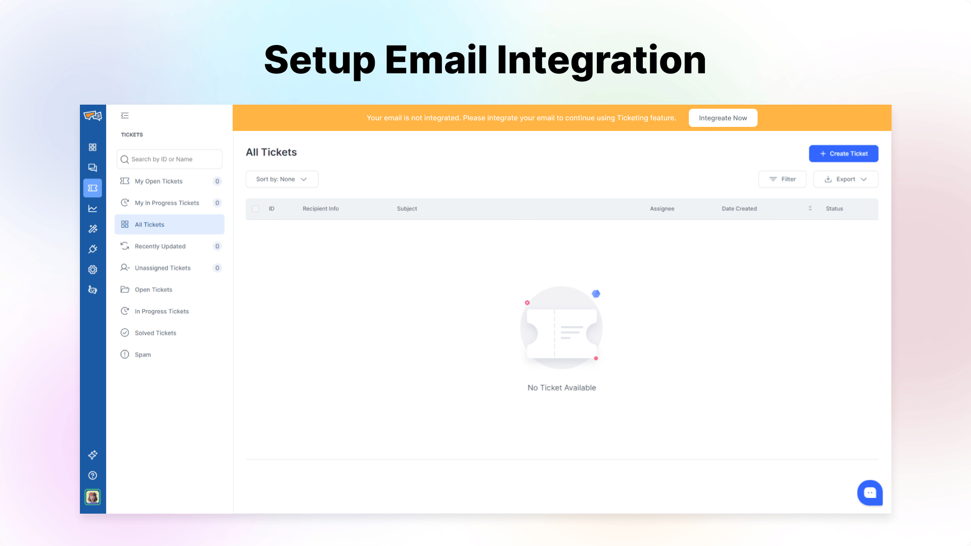 Set up your Ticketing email | REVE Chat
